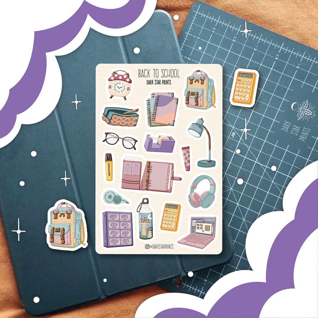 Back to School Sticker Sheet - for Planners, Journals, and Notebooks ...