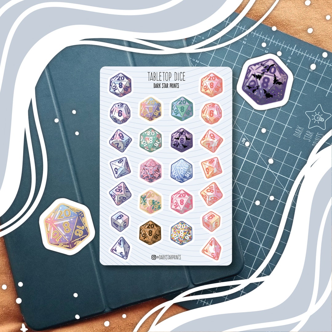 Tabletop Dice Sticker Sheet for Planners, Journals, and Notebooks, DND ...