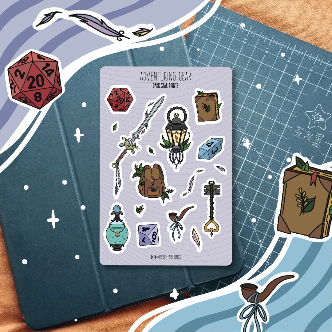 Adventuring Gear Sticker Sheet - for Planners, Journals, and Notebooks ...
