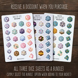 Tabletop Dice Sticker Sheet - for Planners, Journals, and Notebooks ...
