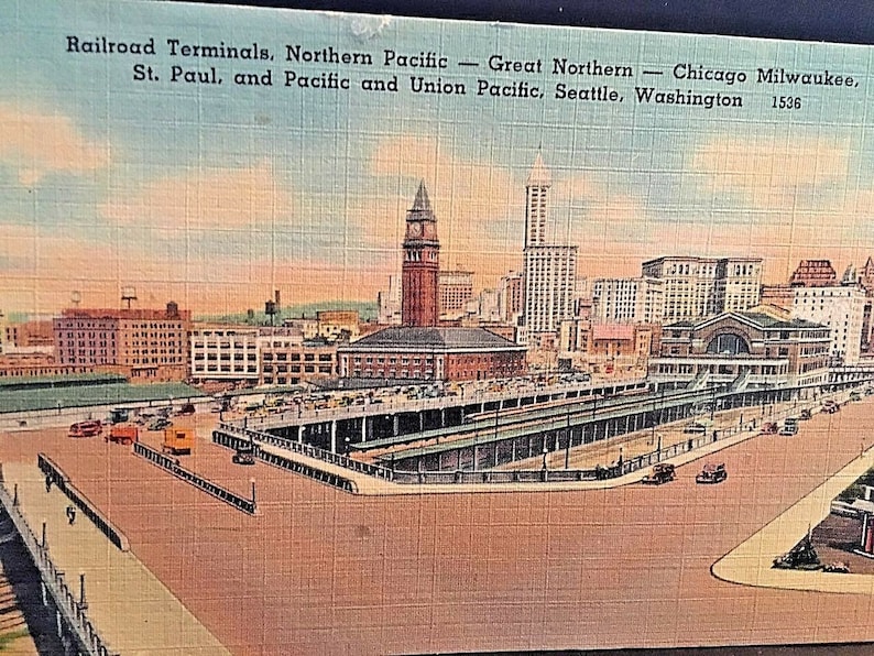Vintage Railroad Terminals Linen Postcard, Northern Pacific - Etsy