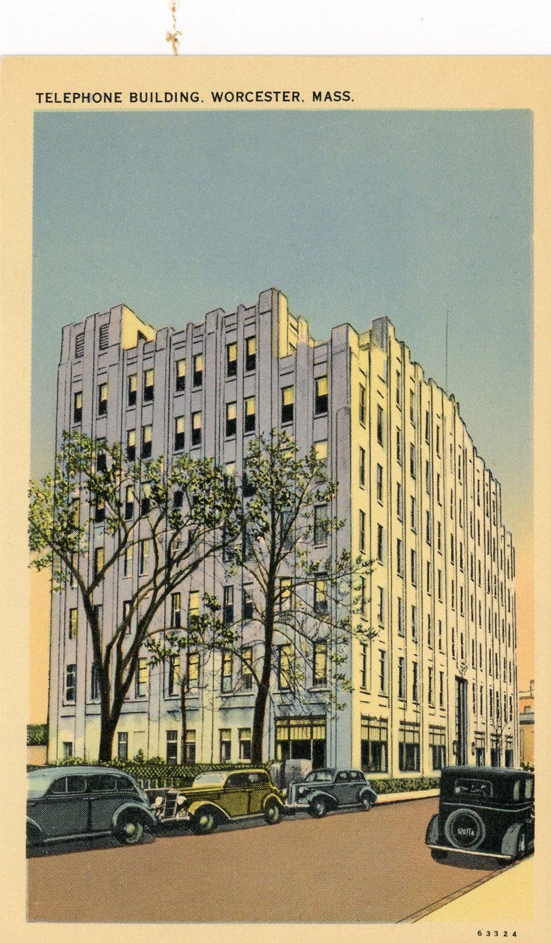 Postcard Earl View of Telephone Building in Worcester, MA. Y5 - Etsy
