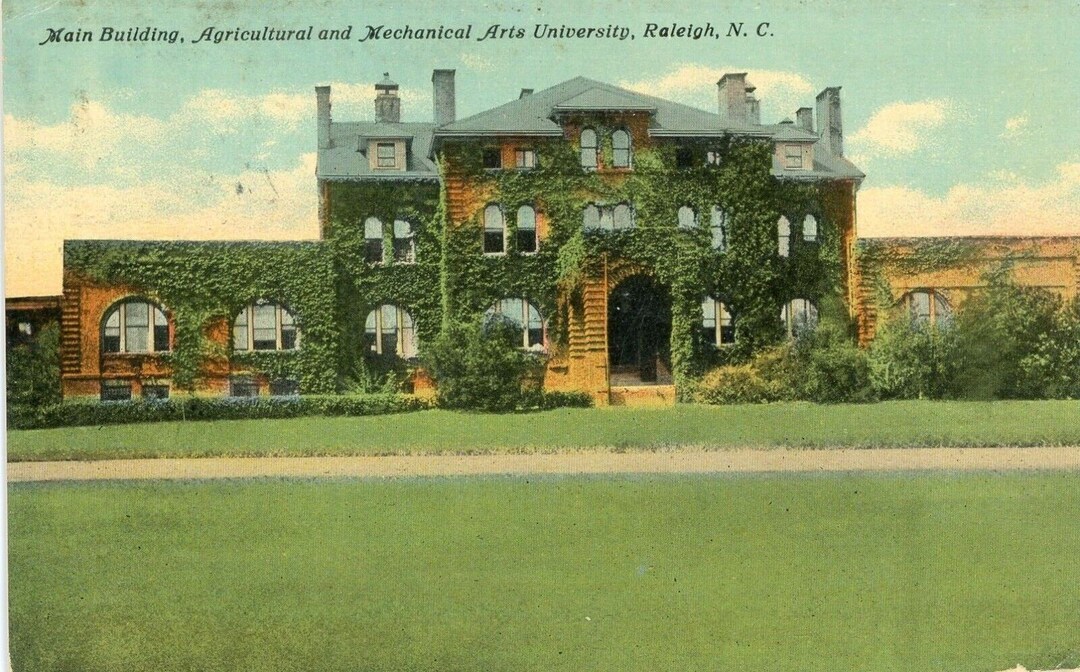 Postcard Agricultural & Mechanical Arts Building, University of Raleigh ...
