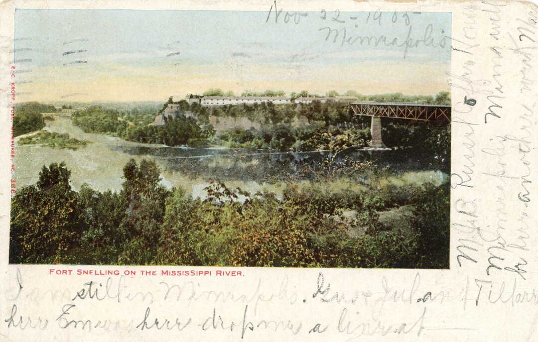 Postcard Antique View of Fort Snelling on Mississippi River, St. Paul ...
