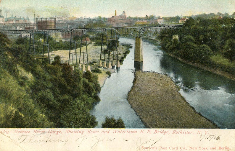 Antique Genesee River Gorge Postcard, Rochester NY - Etsy