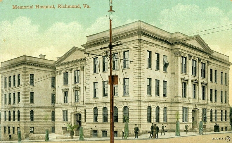Postcard Early View of Memorial Hospital in Richmond, VA. P2 - Etsy
