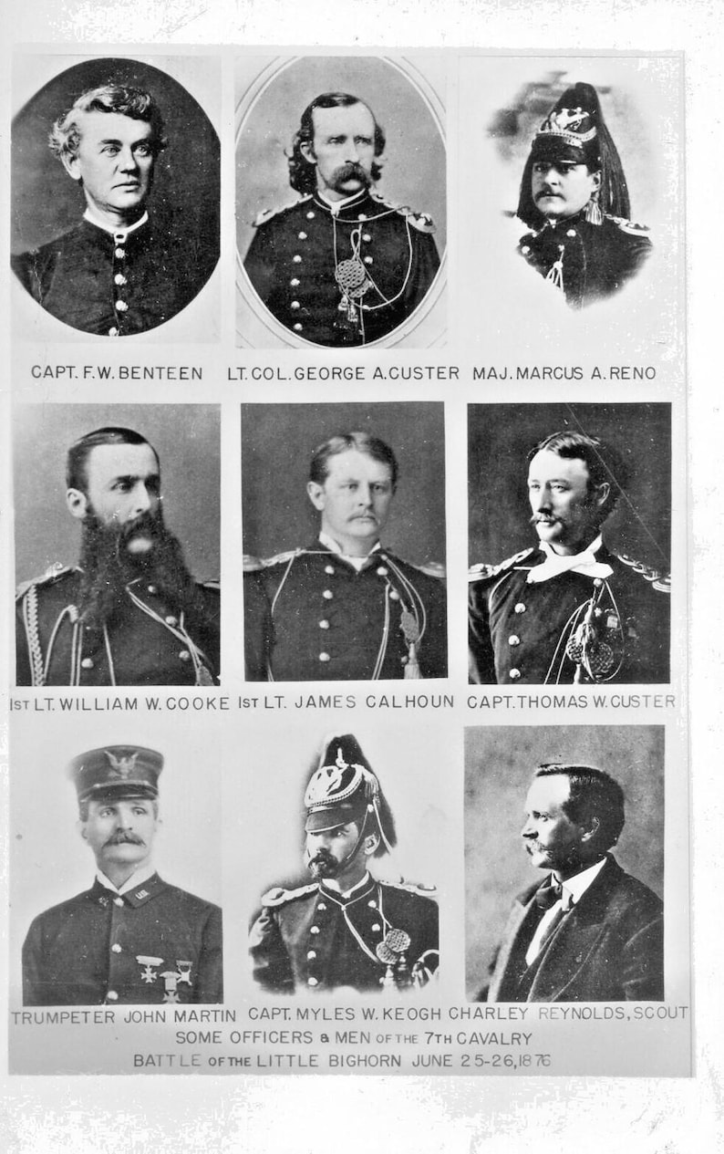 Postcard RPPC View of Famous Military Men in Battle of Little Bighorn ...