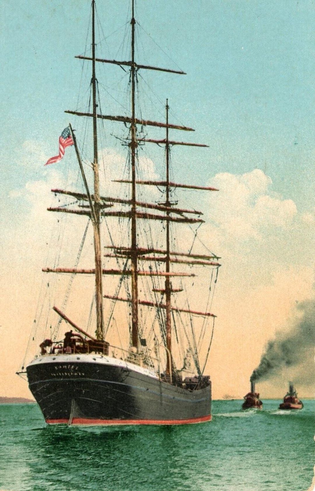 Postcard Early View of Ship Leaving Seattle Harbor , Puget Sound, WA ...