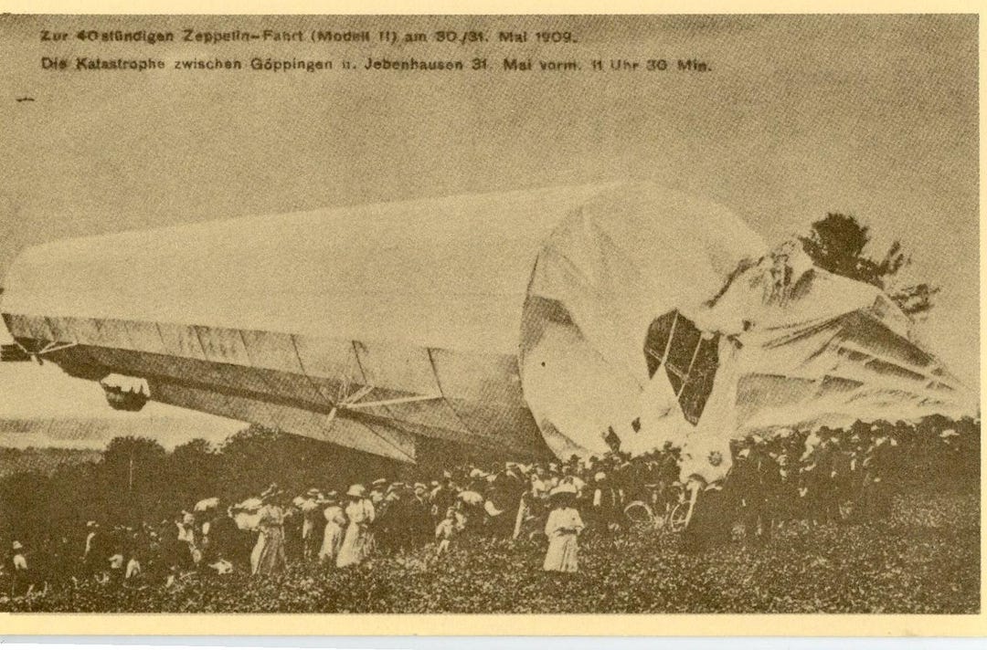 Postcard 1909 Zeppelin Crash After Record Flight in Germany/ Z9 - Etsy