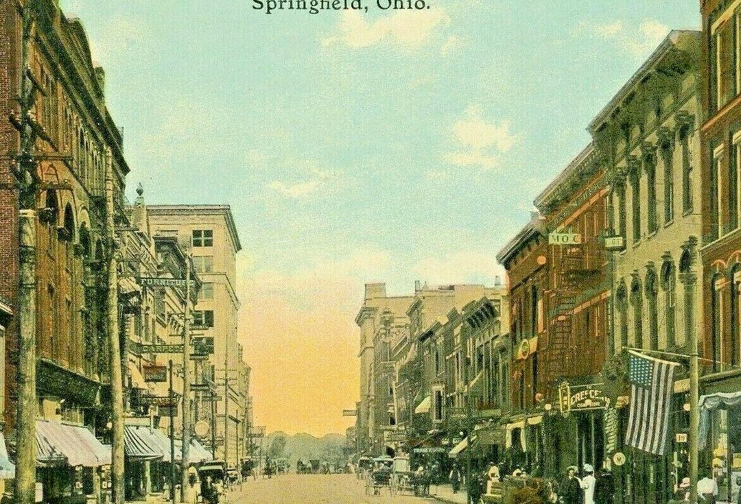 Postcard Street Scene. Looking North on Fountain Ave., Springfield, OH ...