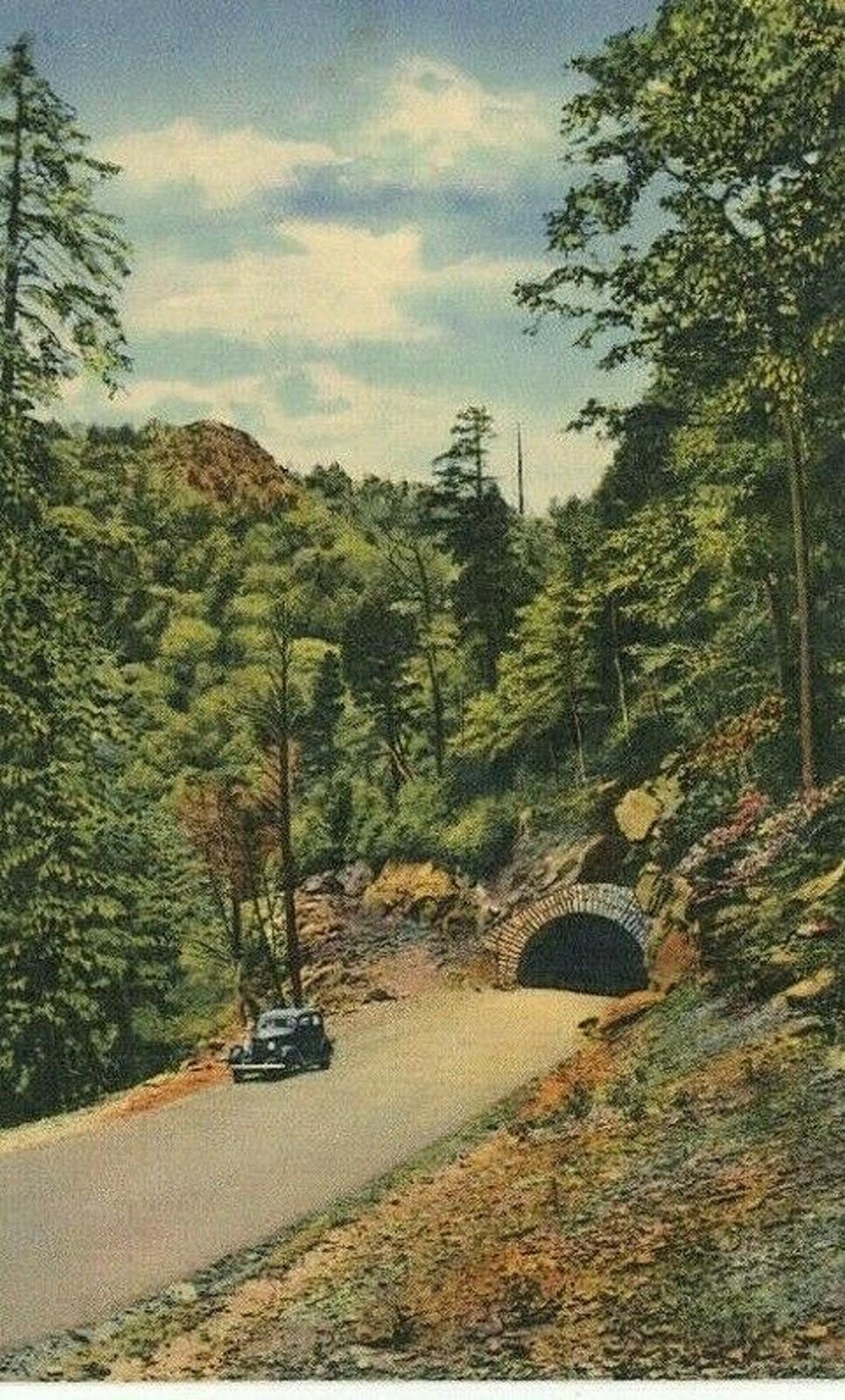 Postcard Early View of Gap Highway & Tunnel in the Great Smoky National ...