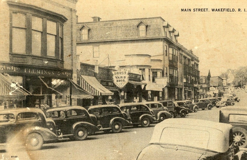 Postcard Antique View of Main Street, Vars Bros, Drugstore, Wakefield ...