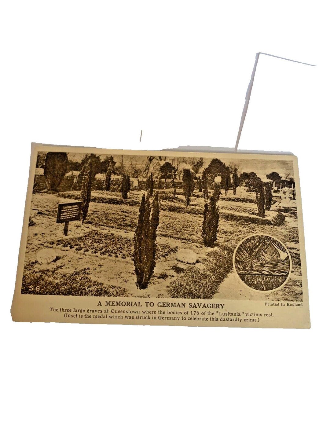 Postcard Antique View of Memorial to German Savagery , Queenstown, UK ...