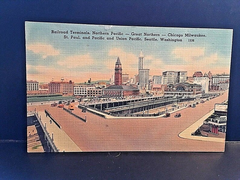 Vintage Railroad Terminals Linen Postcard, Northern Pacific - Etsy