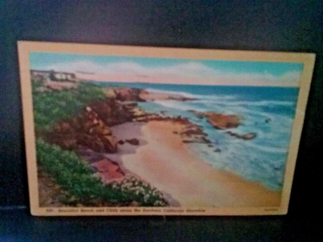 Vintage Southern California Beach & Cliffs Postcard - Etsy