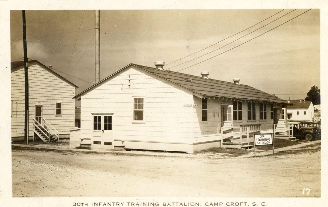 Postcard Real Photo View of 30th Infantry Battalion , Camp Croft, SC ...