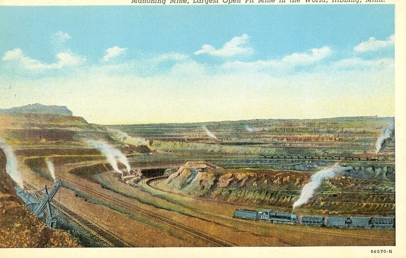 Postcard Early View of Mahoning Mine, Open Pit Mining , Hibbing, MN. W5 ...