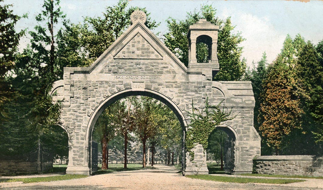 Postcard Antique View of Entrance to Oak Grove Cemetery, Springfield ...