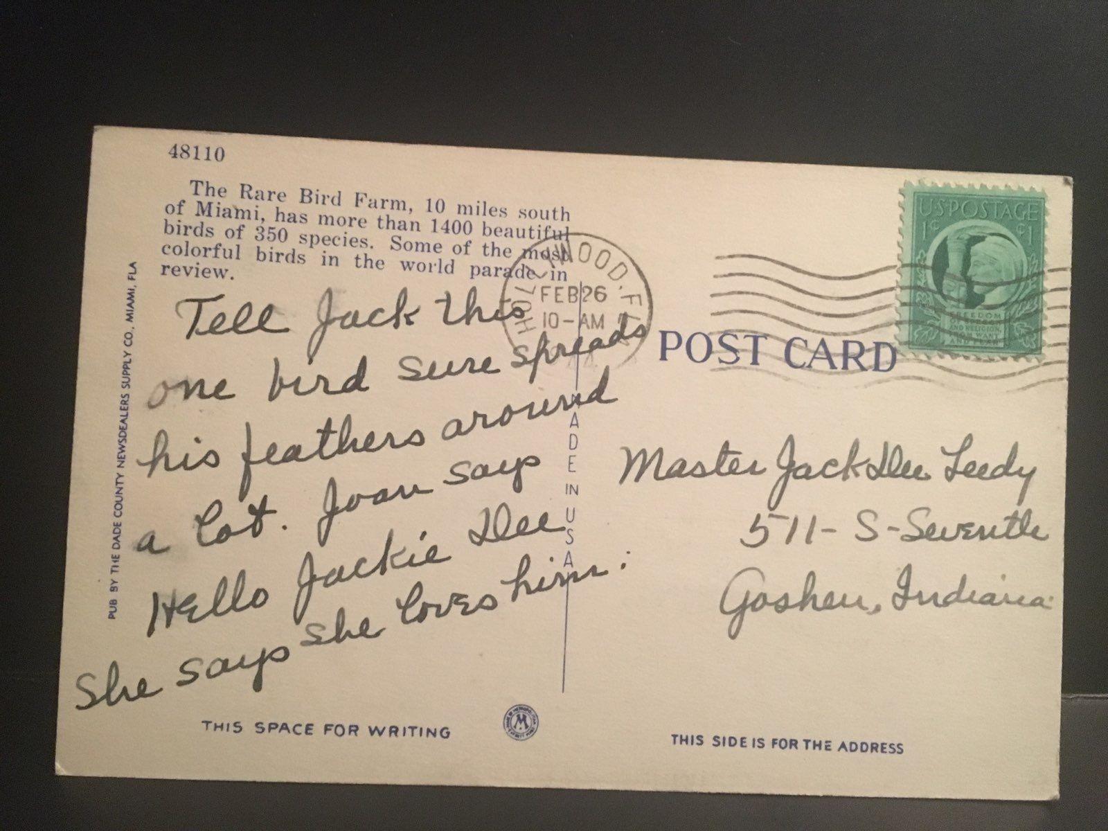 Postcard the Rare Bird Farm Near Miami, FL. X4 - Etsy