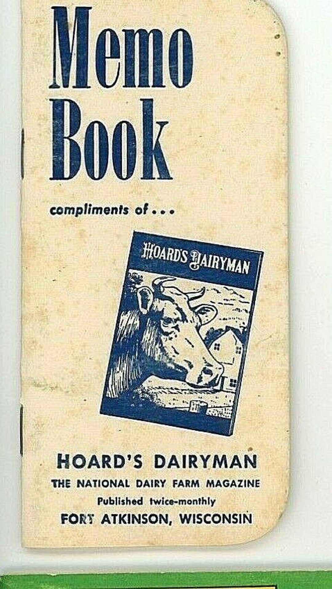 Hoard's Dairyman Complimentary Memo Book and Calendar, 1968. 2.5 X 5 ...