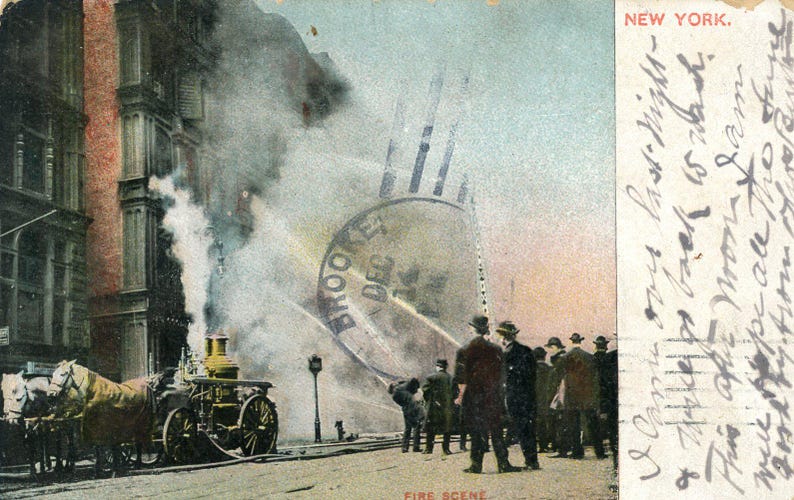 Postcard Early View of a Fire Scene in New York, NY. Y7 - Etsy