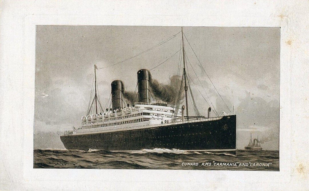Postcard Early View of Cunard RMS Carmania and Caronia Ship Y9 - Etsy