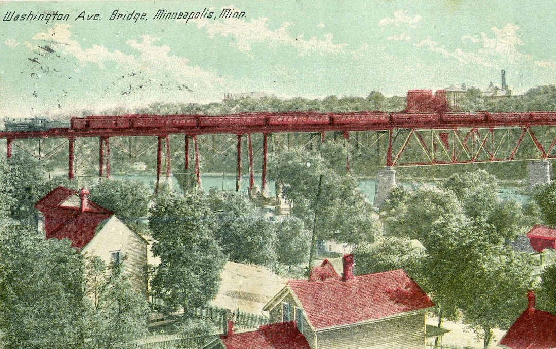 Postcard Early View of Washington Ave. Bridge, Minneapolis, MN. L1 - Etsy