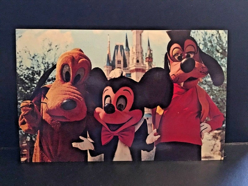 Postcard "welcome to the Magic Kingdom ", Mckey, Goofy and Pluto X5 - Etsy