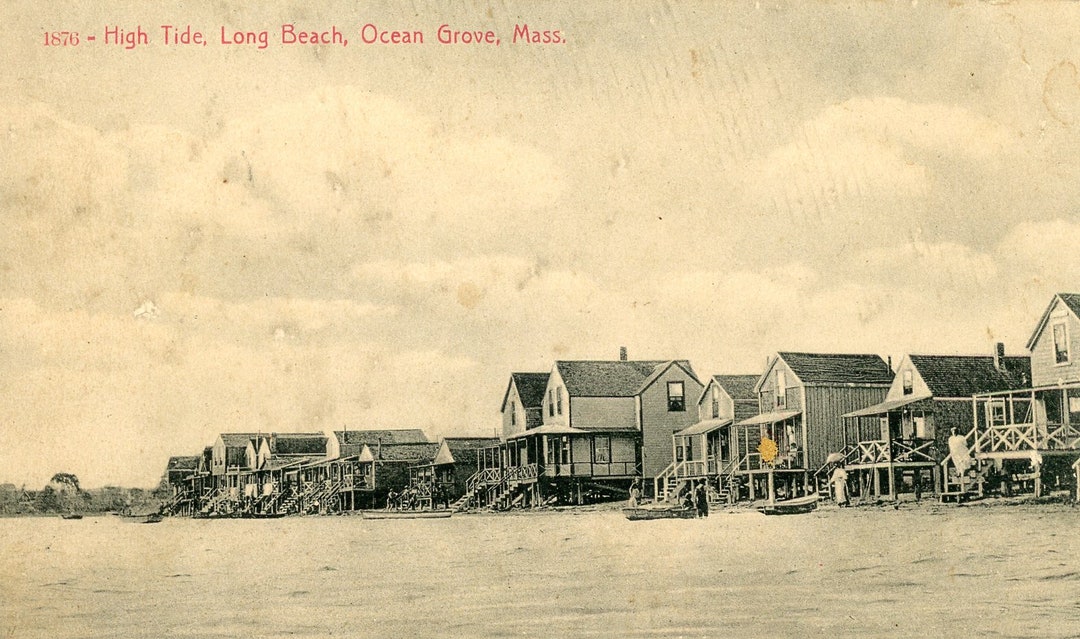 Postcard Early View of High Tide on Long Beach, Ocean Grove, MA. Z2 - Etsy