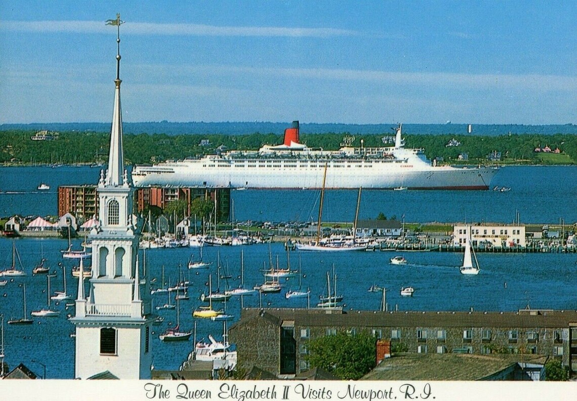 Postcard View of Queen Elizabeth II Luxury Cruise Ship Visits Newport ...