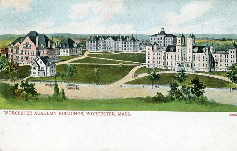 Postcard Antique View of Worcester Academy Building, Worcester, MA. W5 ...