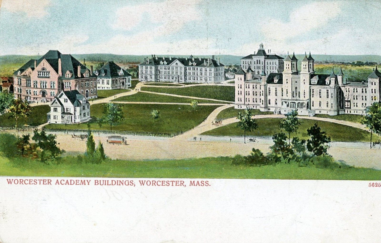 Postcard Antique View of Worcester Academy Building, Worcester, MA. W5 ...