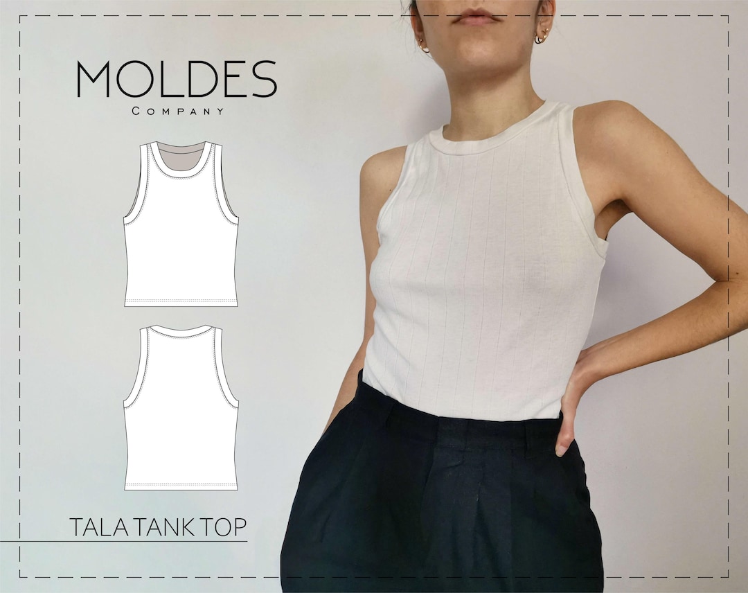 Tala Tank Top Sewing Pattern, PDF Digital Pattern, Classic Knit Tank ...