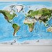 Exaggerated Relief Satellite Image World Wall Map World Topographic ...