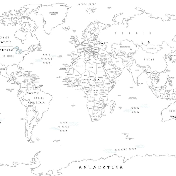 Coloring World Map - Etsy