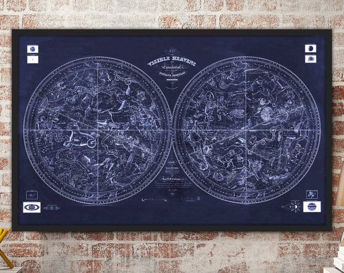 Antique Celestial Map of the Stars Art Print, Corona Borealis ...
