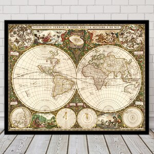 Old World Map 1660 Antique Map Fine Art Reproduction Print by Frederick ...