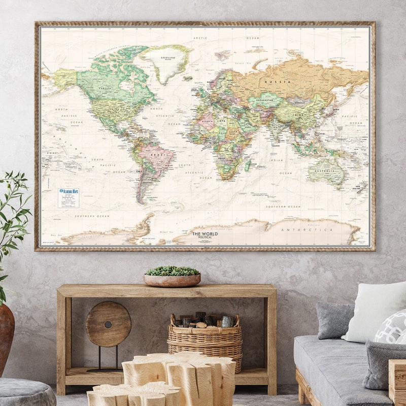 Large Wall World Map - Etsy