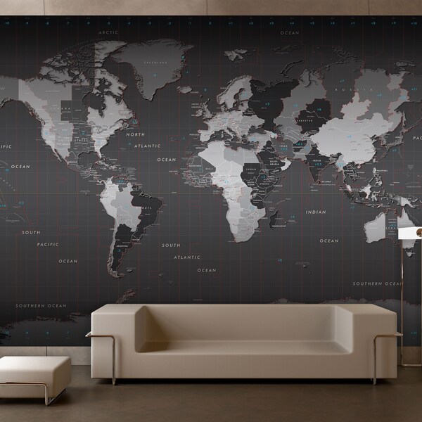 World Map Wall Clock - Etsy
