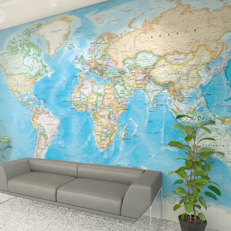 Globe Map Wallpaper - Etsy