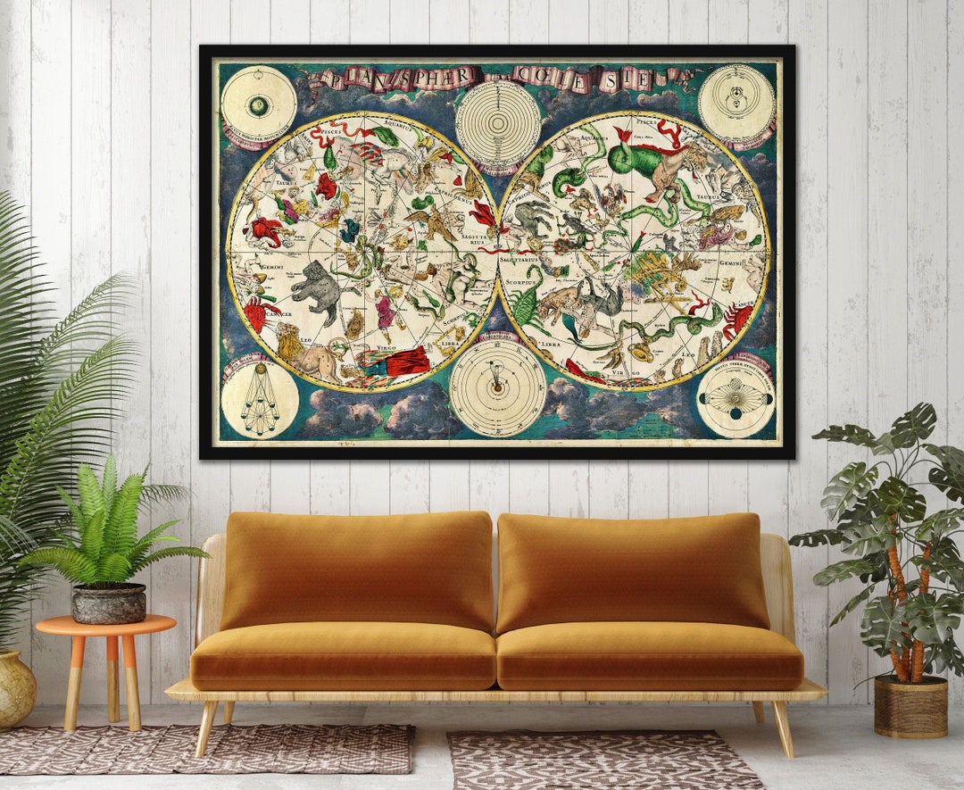 Old Celestial Map 1670 "planisphaerium Coeleste" - Old Constellation ...