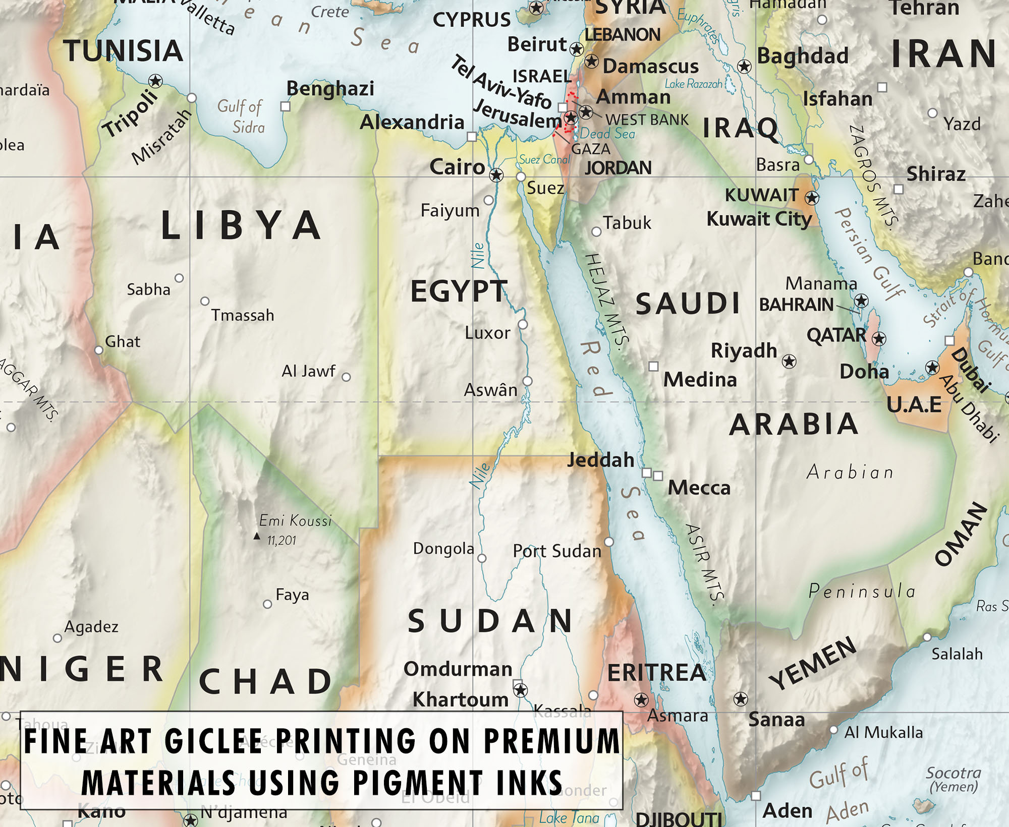 Accurate World Map Print: Gall Orthographic Projection, Labeled ...