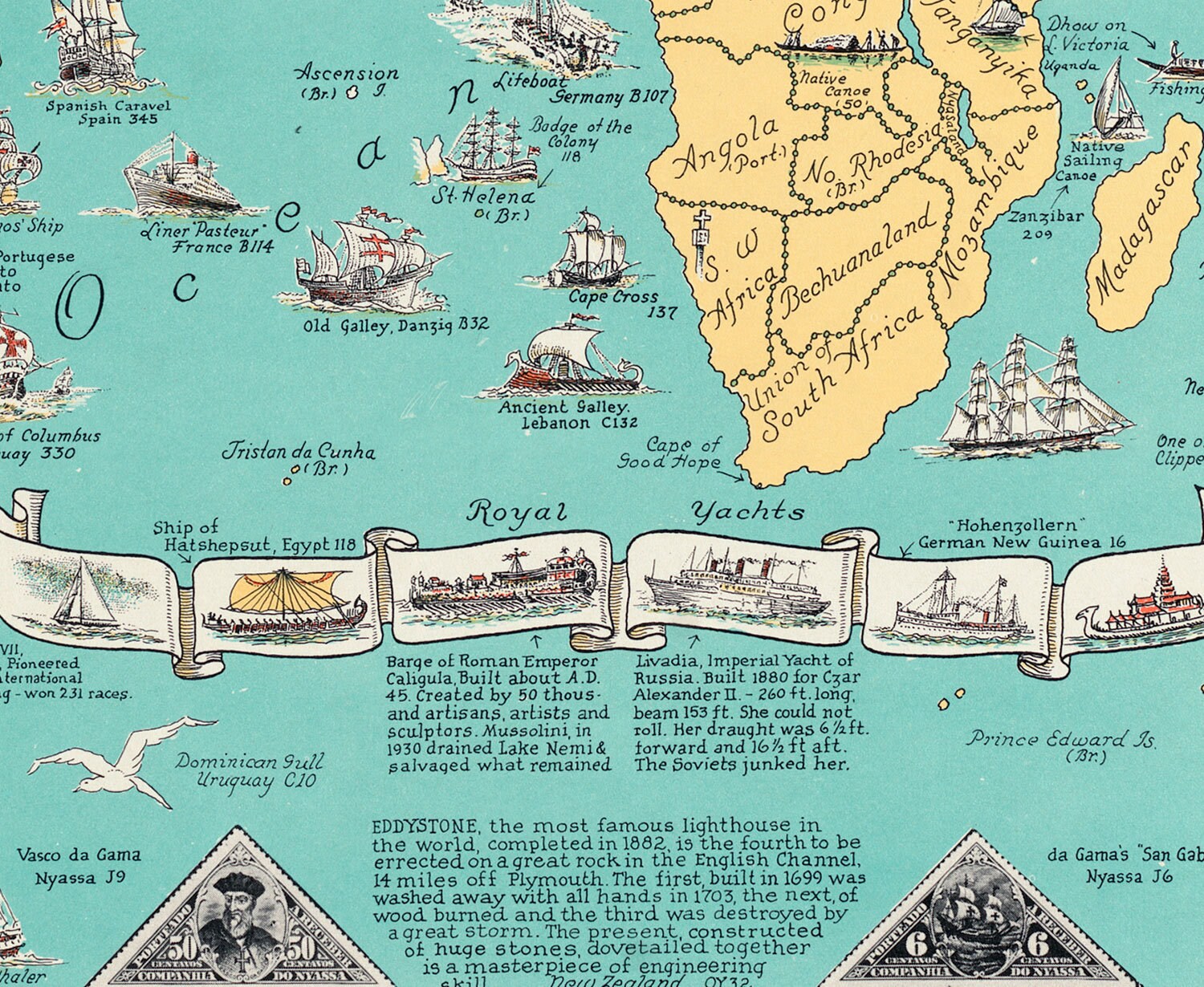 Vintage 1951 World Map Old Pictorial Stamp Map of Navigation - Etsy