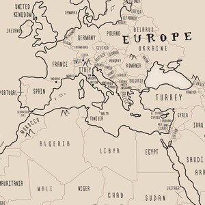 Neutral Soft Tan World Map Mural - Peel & Stick Removable Wallpaper Map ...