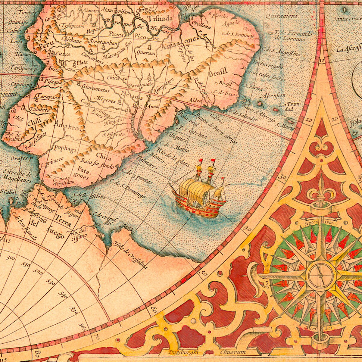 Old World Map 1637 Antique Fine Art Reproduction Print by | Etsy