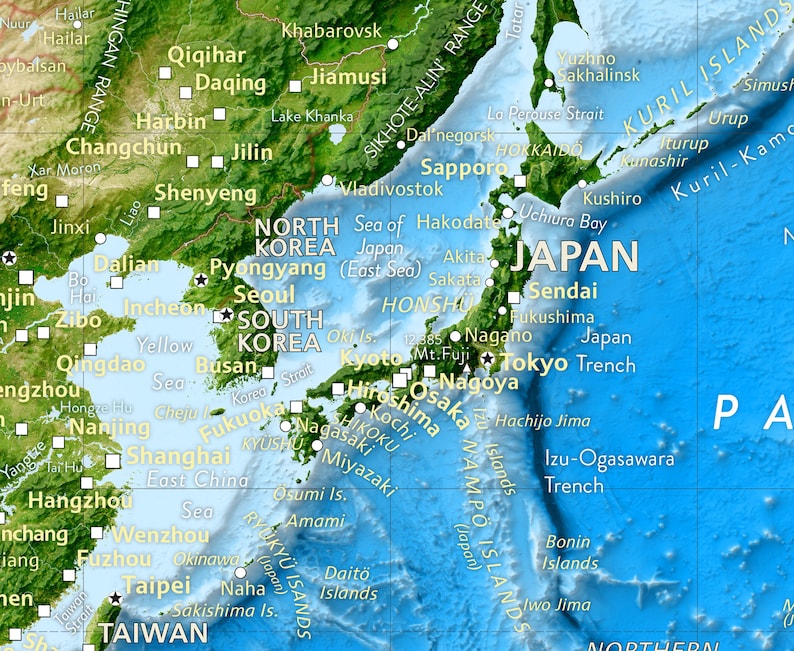 Enhanced World Satellite Image Wall Map Large World Map - Etsy