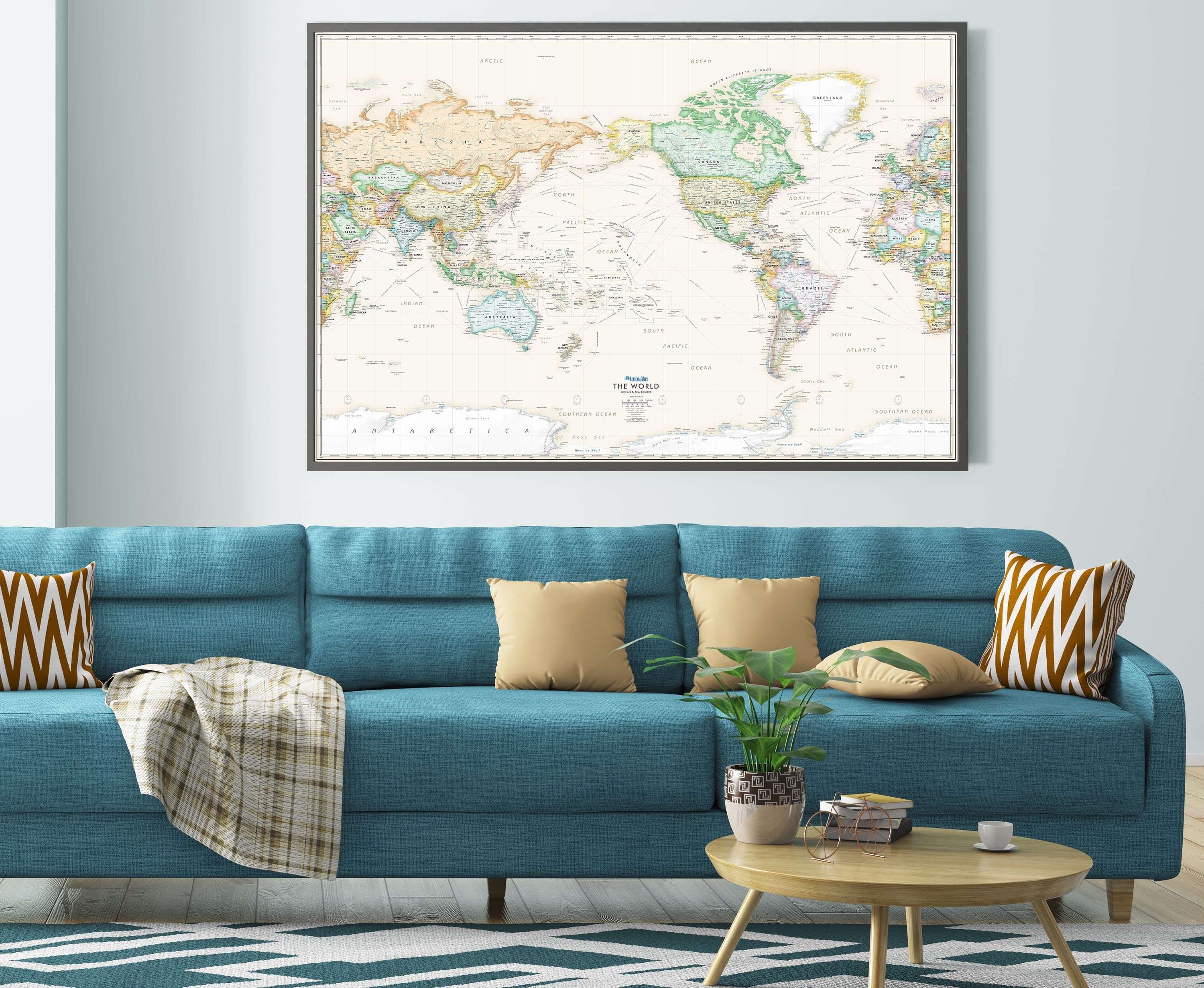 World Ocean & Sea Routes Map Large World Shipping Lanes | Etsy UK
