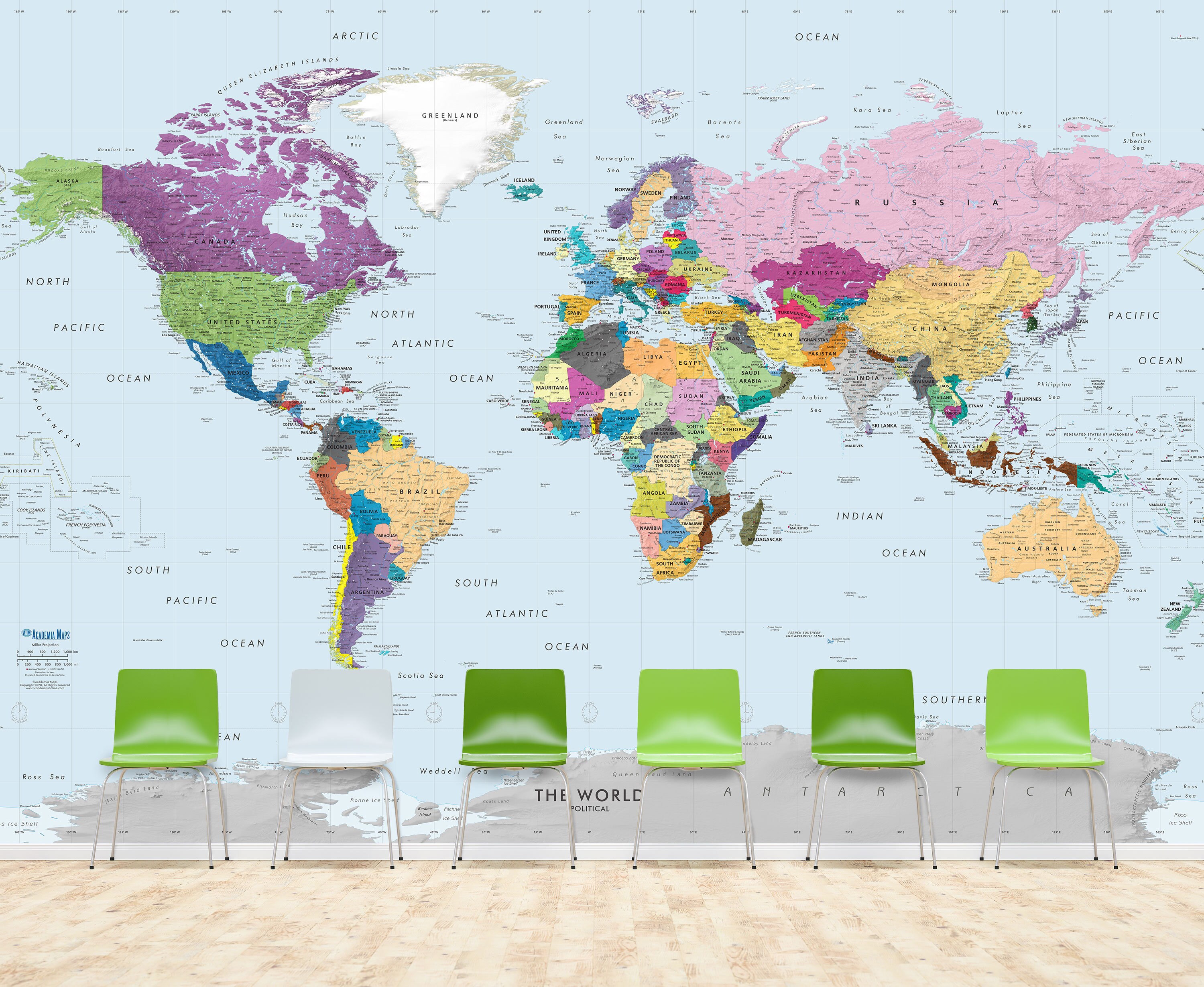 Colorful Giant World Map Mural: Peel & Stick Removable Wallpaper - Etsy