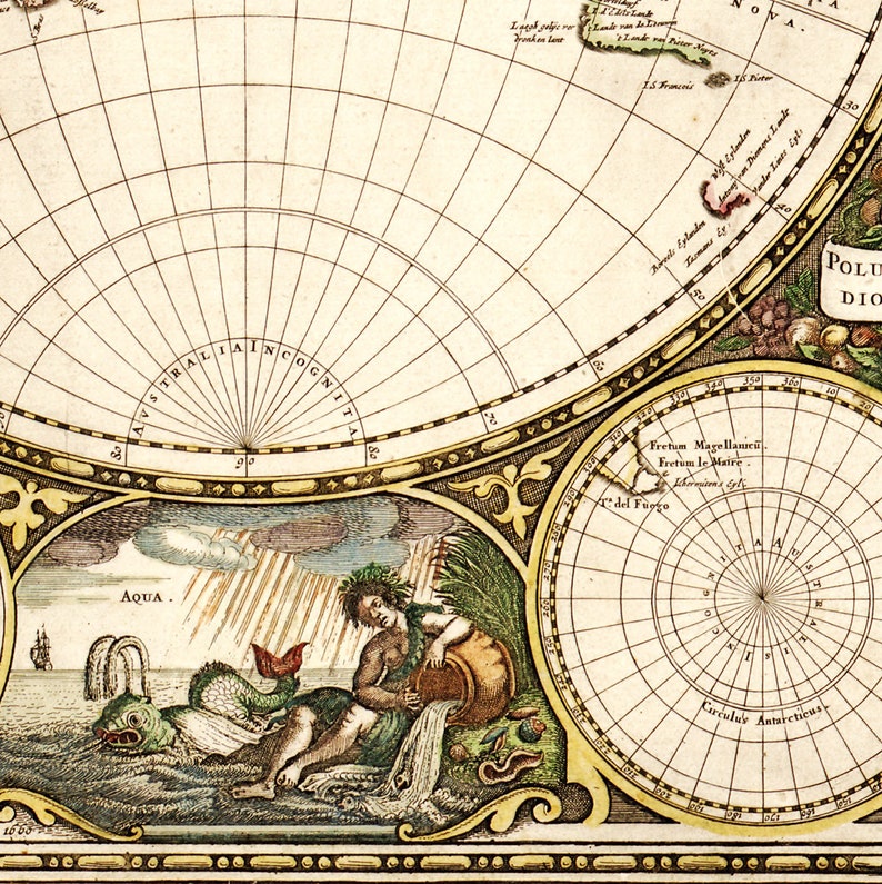 Old World Map 1660 Antique Map Fine Art Reproduction Print - Etsy