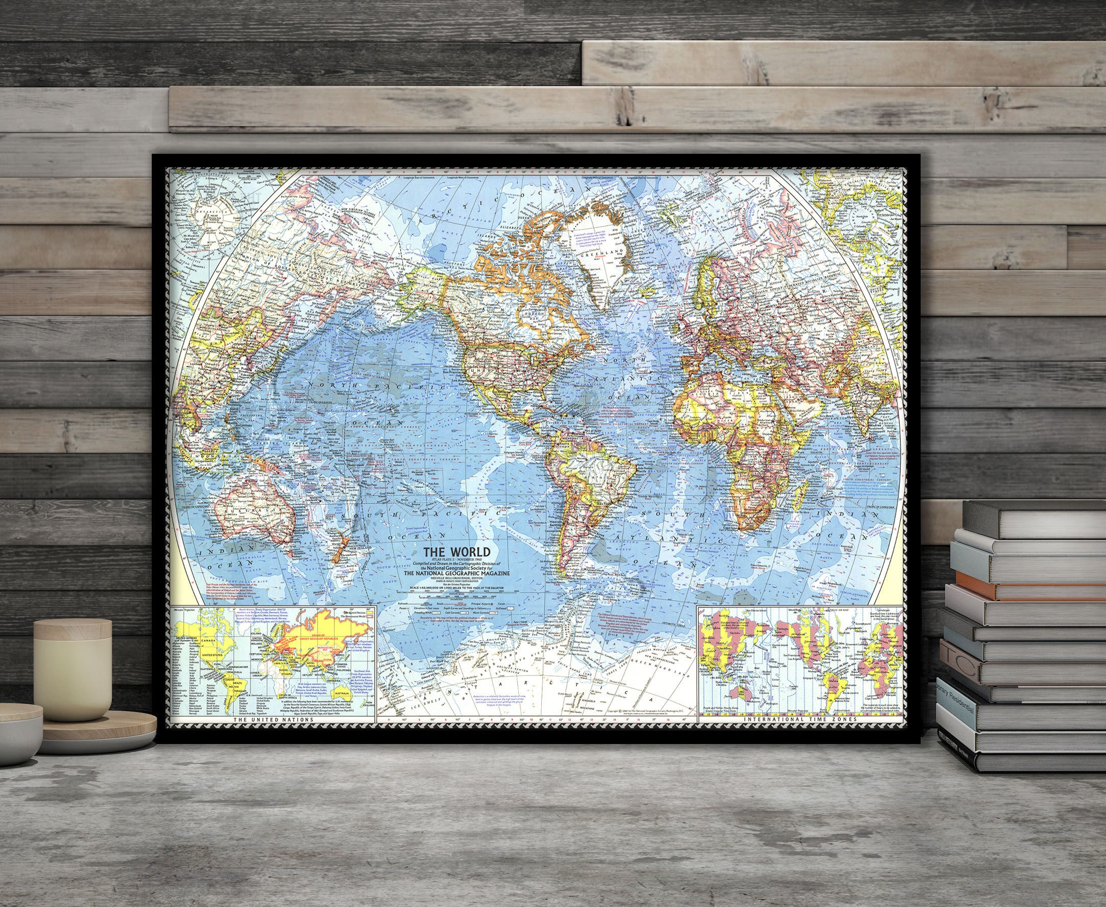 National Geographic Vintage 1960 World Map Fine Art - Etsy